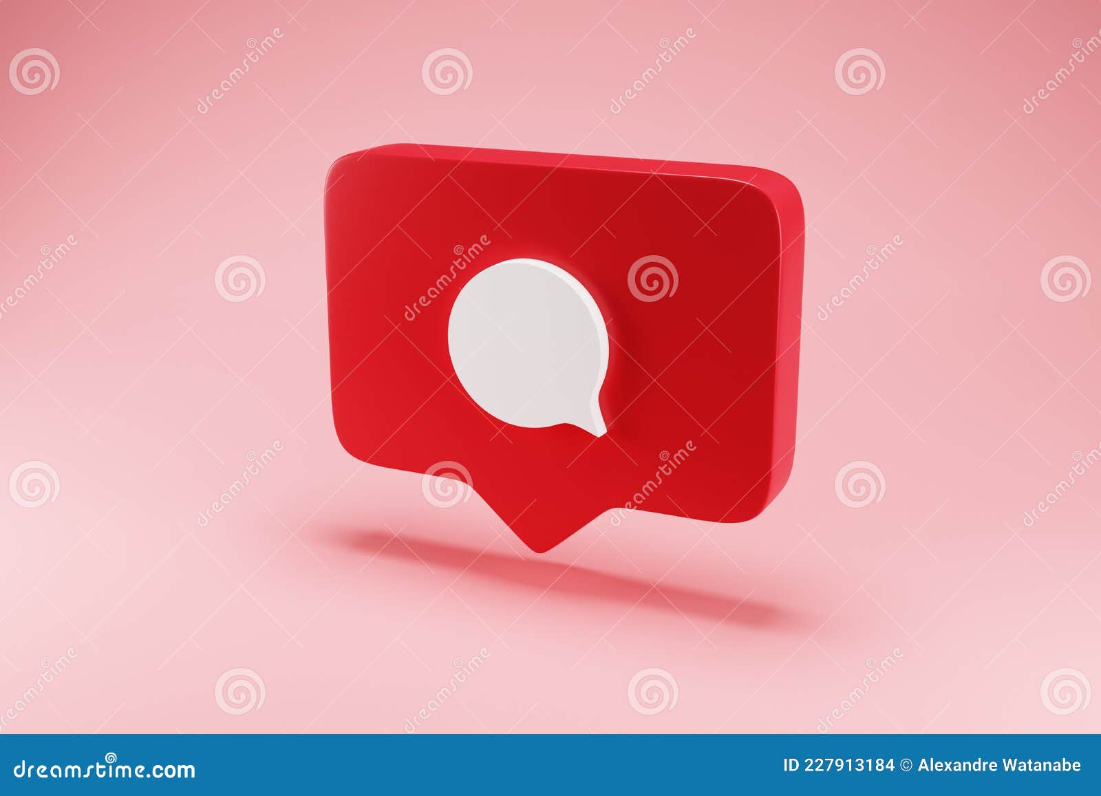 3D Social Network New Comment Notification Symbol Isolated on Pink ...