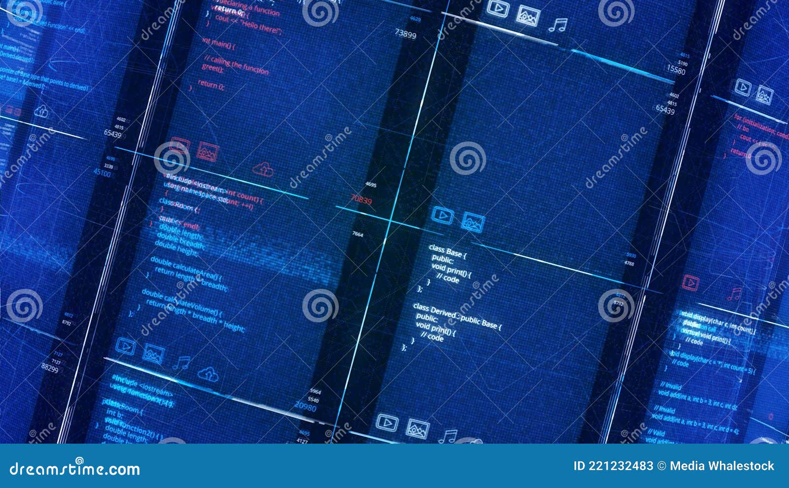 3d Software Base with Codes. Animation. Projection of Software with ...