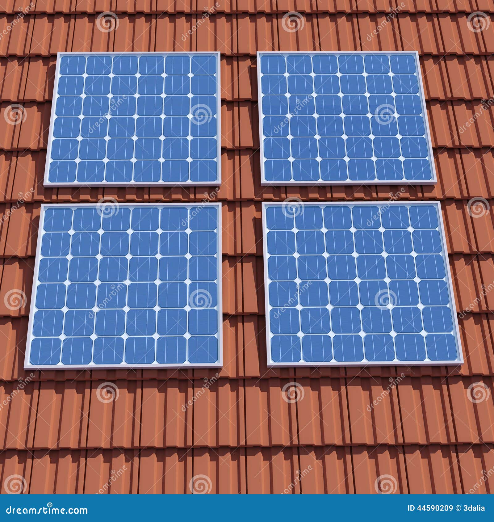 3d Solar panels on roof stock illustration. Illustration of alternative ...