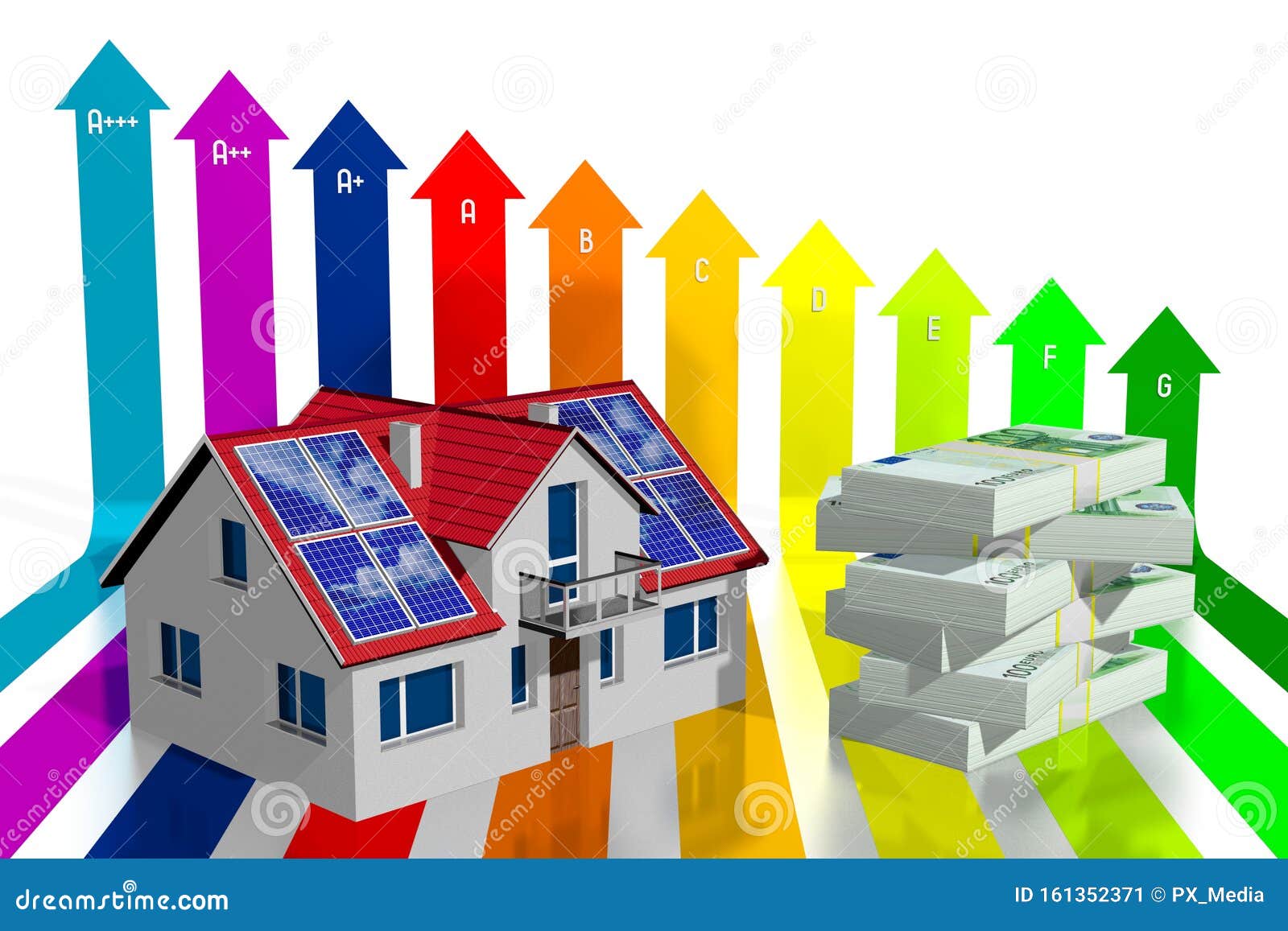 3D Solar/ Photovoltaic Panels Concept, Efficiency/ Power Chart Stock ...