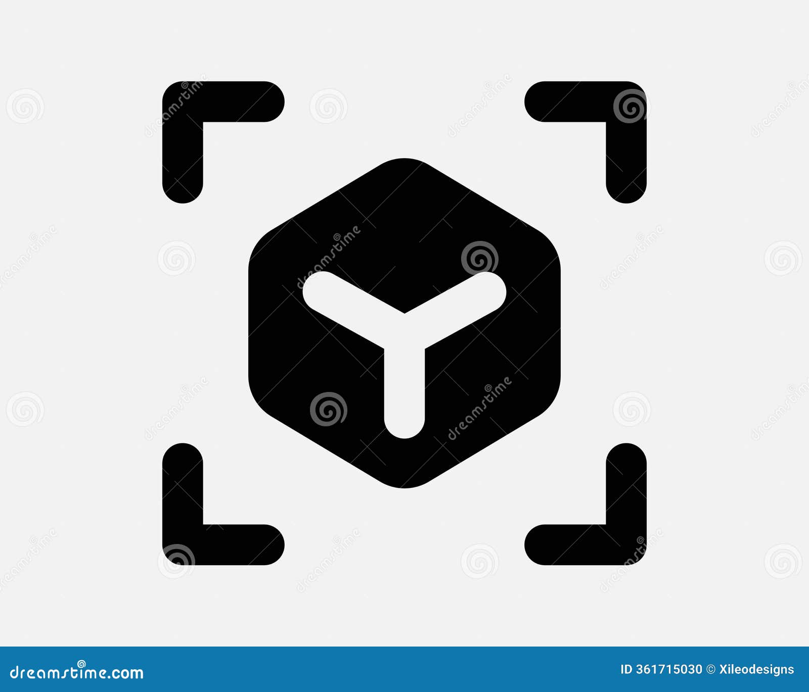 3D Cube Box Square Scan Sanner Zoom Image View Solid Black White Icon ...