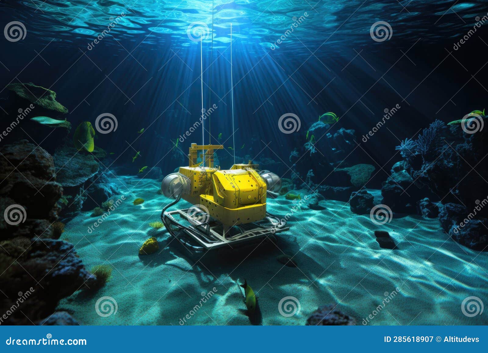 3d Sonar Mapping System Scanning Ocean Floor Stock Illustration ...