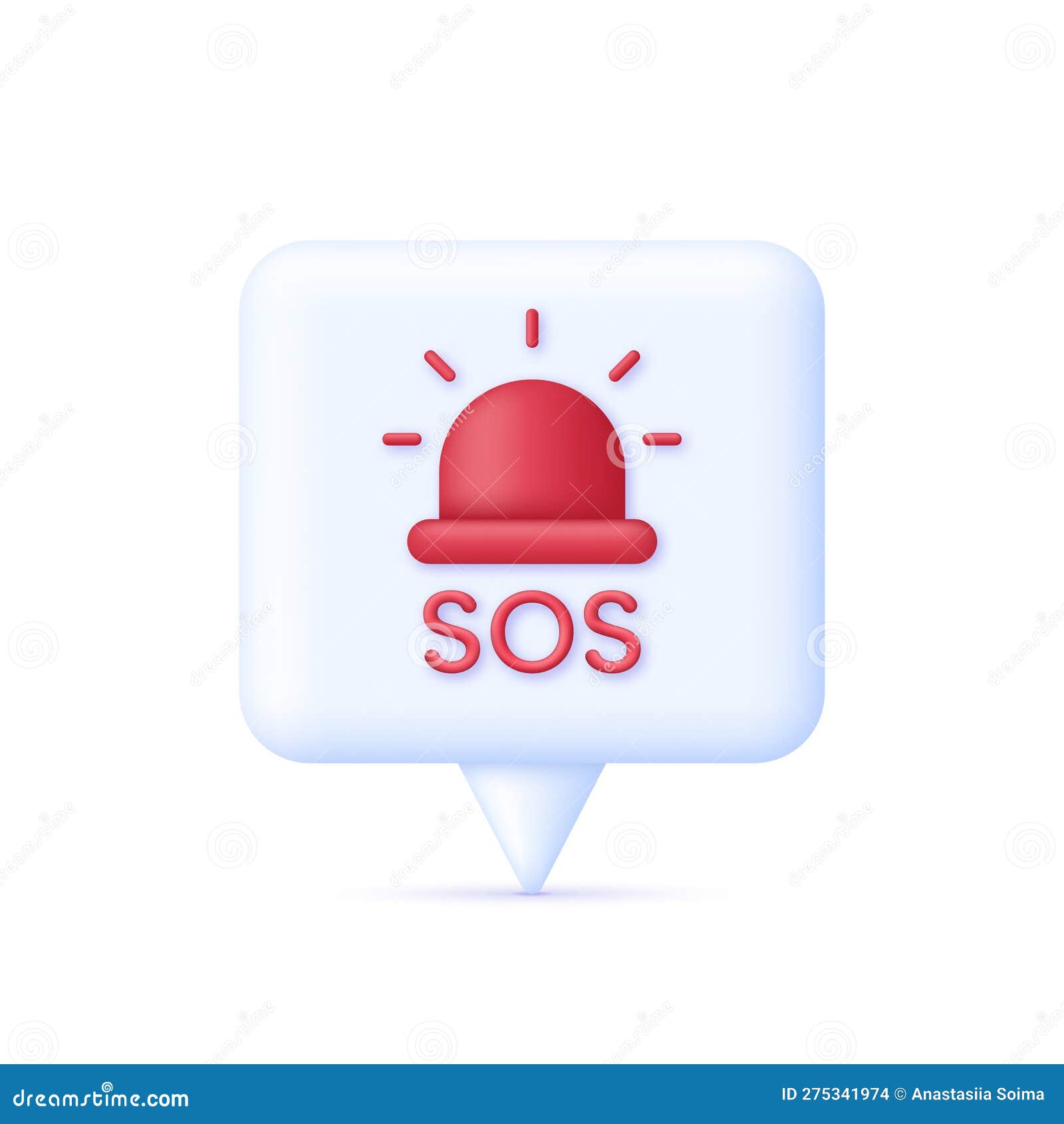 3D SOS Emergency Icon on Speech Bubble. Emergency Alarm. SOS Help ...