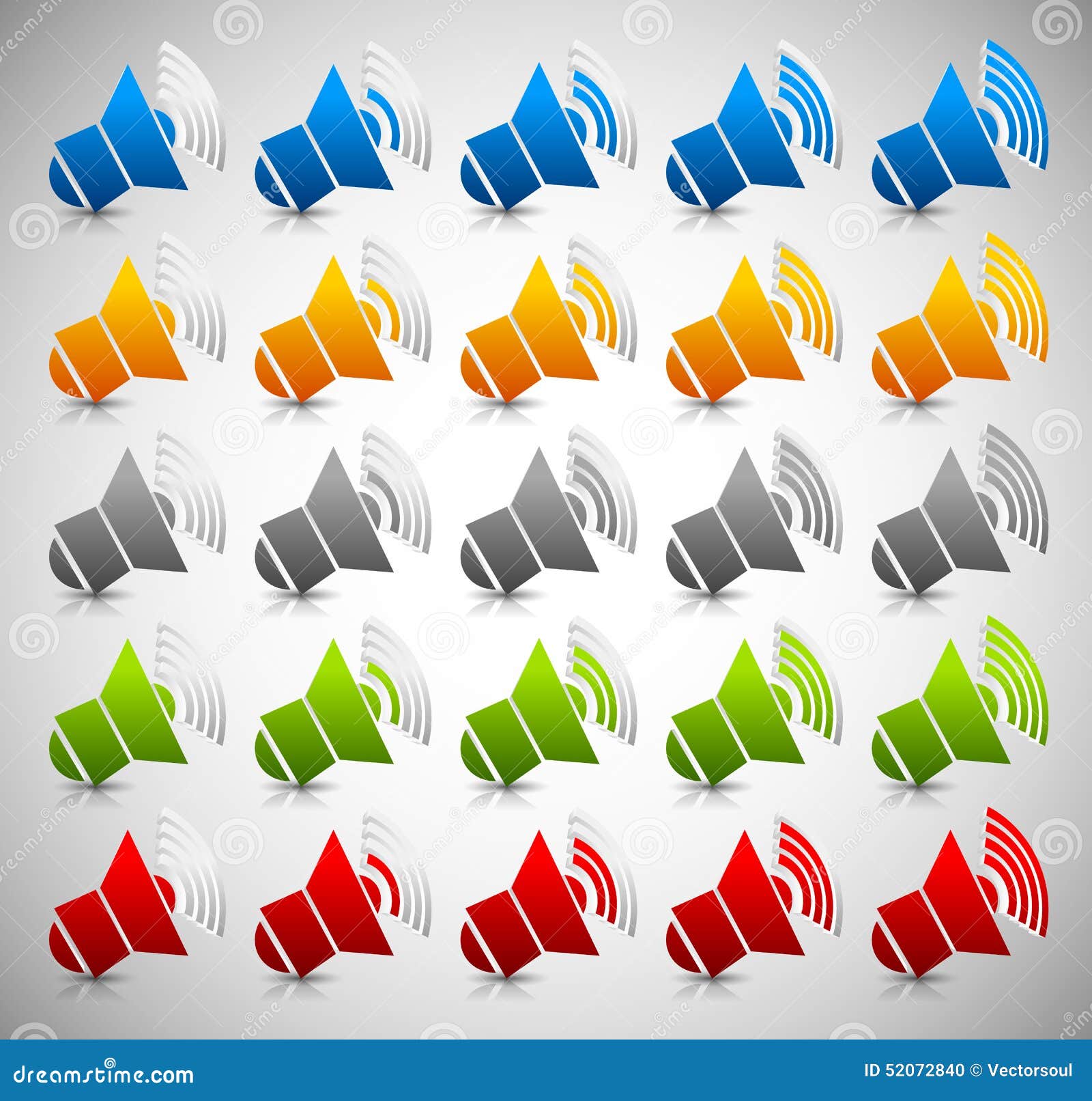 3d Sound Level, Volume Icons/Symbols Stock Vector - Illustration of ...