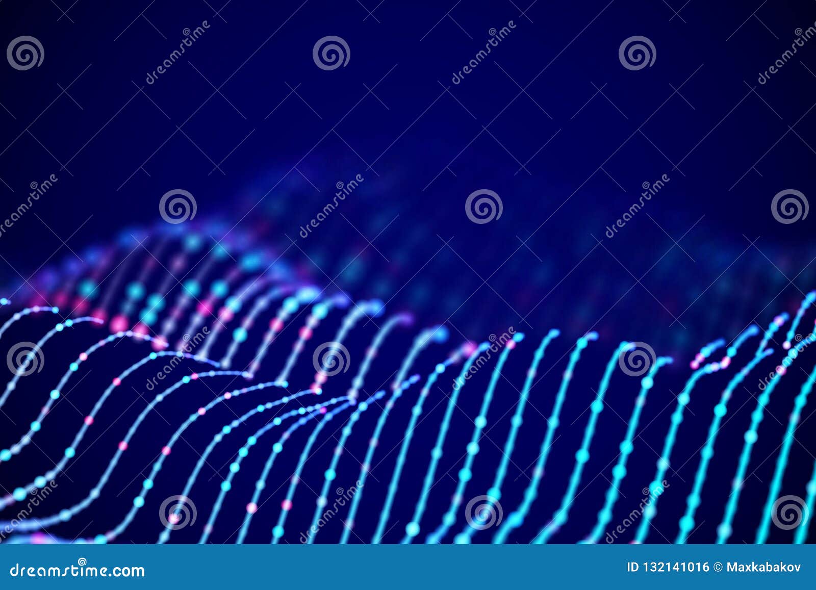 3D Sound Waves with Colored Dots. Big Data Abstract Visualization Stock ...