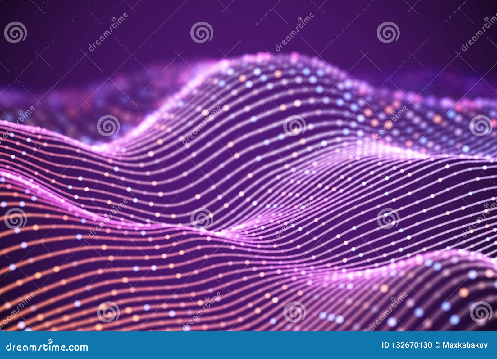 3D Sound Waves with Colored Dots. Big Data Abstract Visualization Stock ...