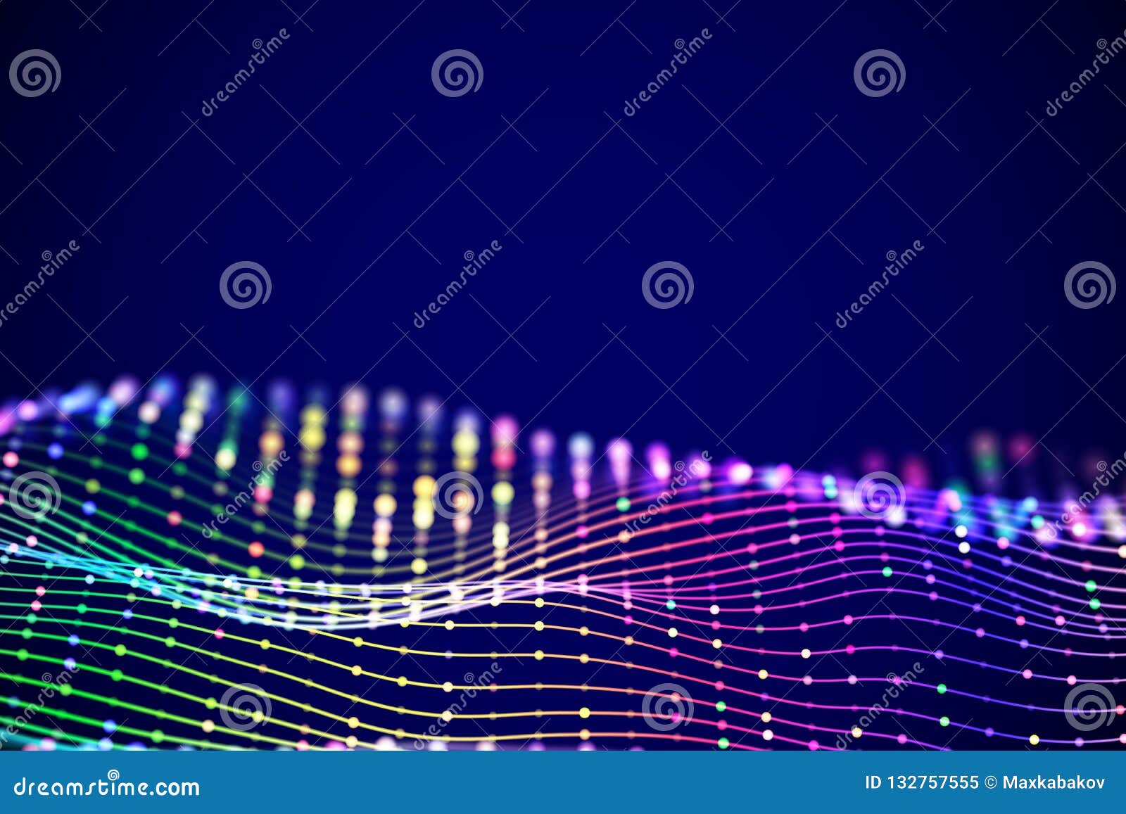3D Sound Waves with Colored Dots. Big Data Abstract Visualization ...