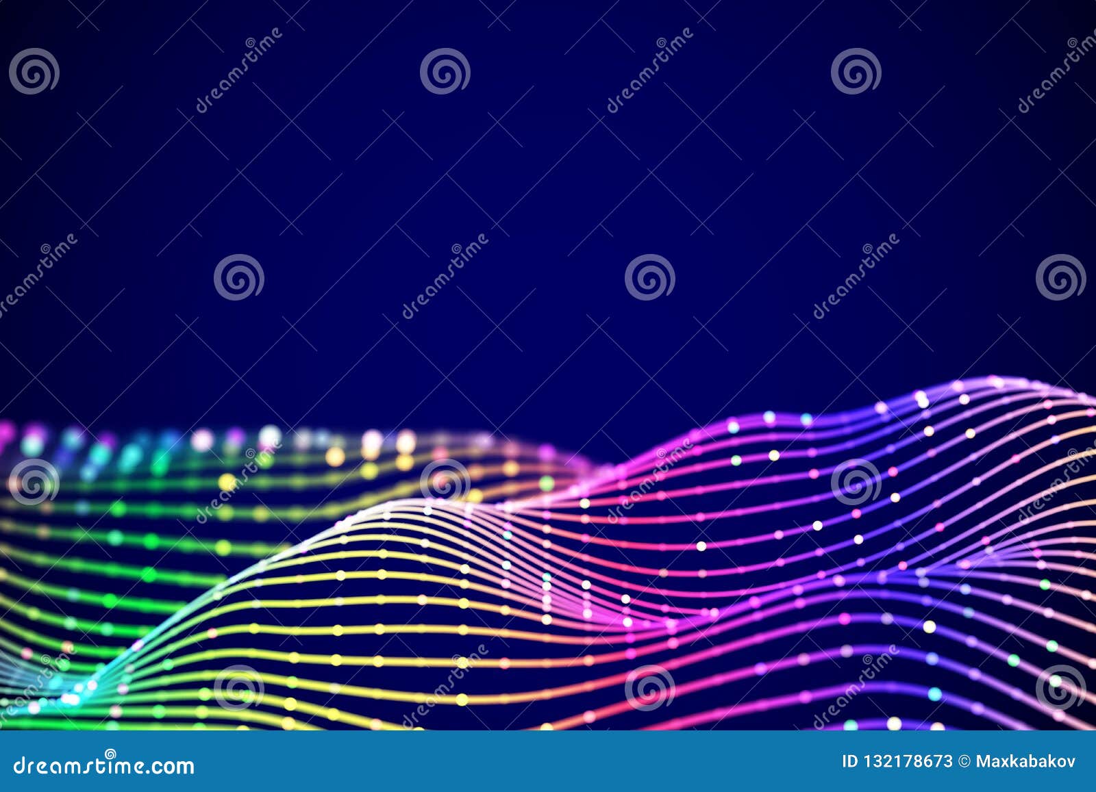 3D Sound Waves with Colored Dots. Big Data Abstract Visualization ...