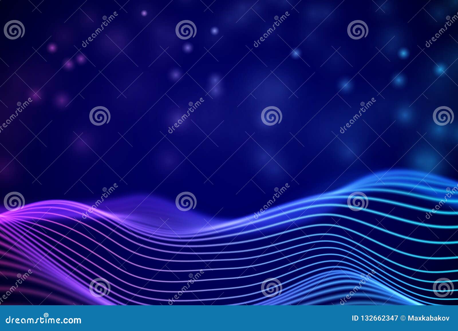 3D Sound Waves with Floating Particles. Data Abstract Visualization ...
