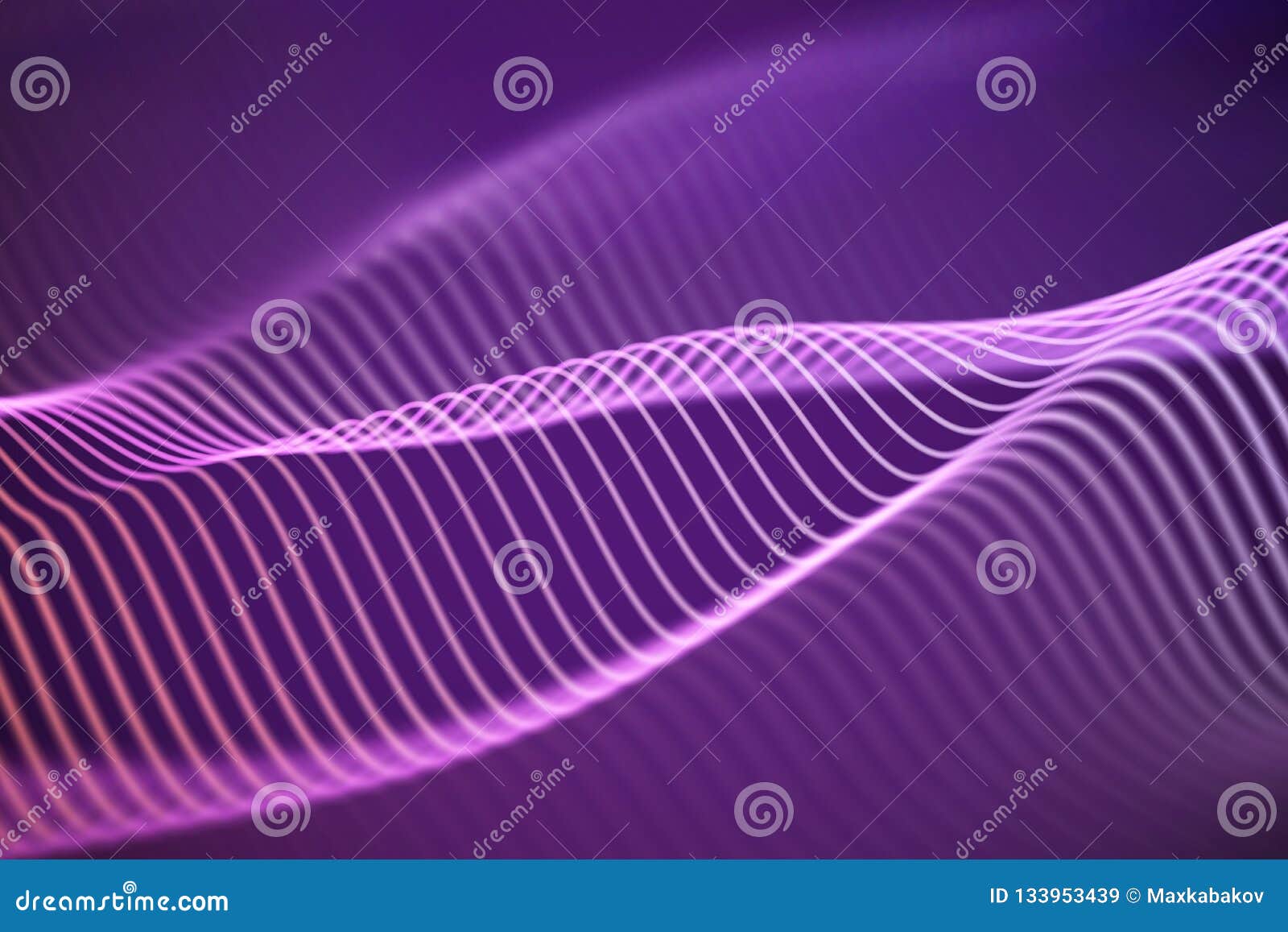 3D Sound Waves, Visual Audio Equalizer. Big Data Abstract Visualization ...