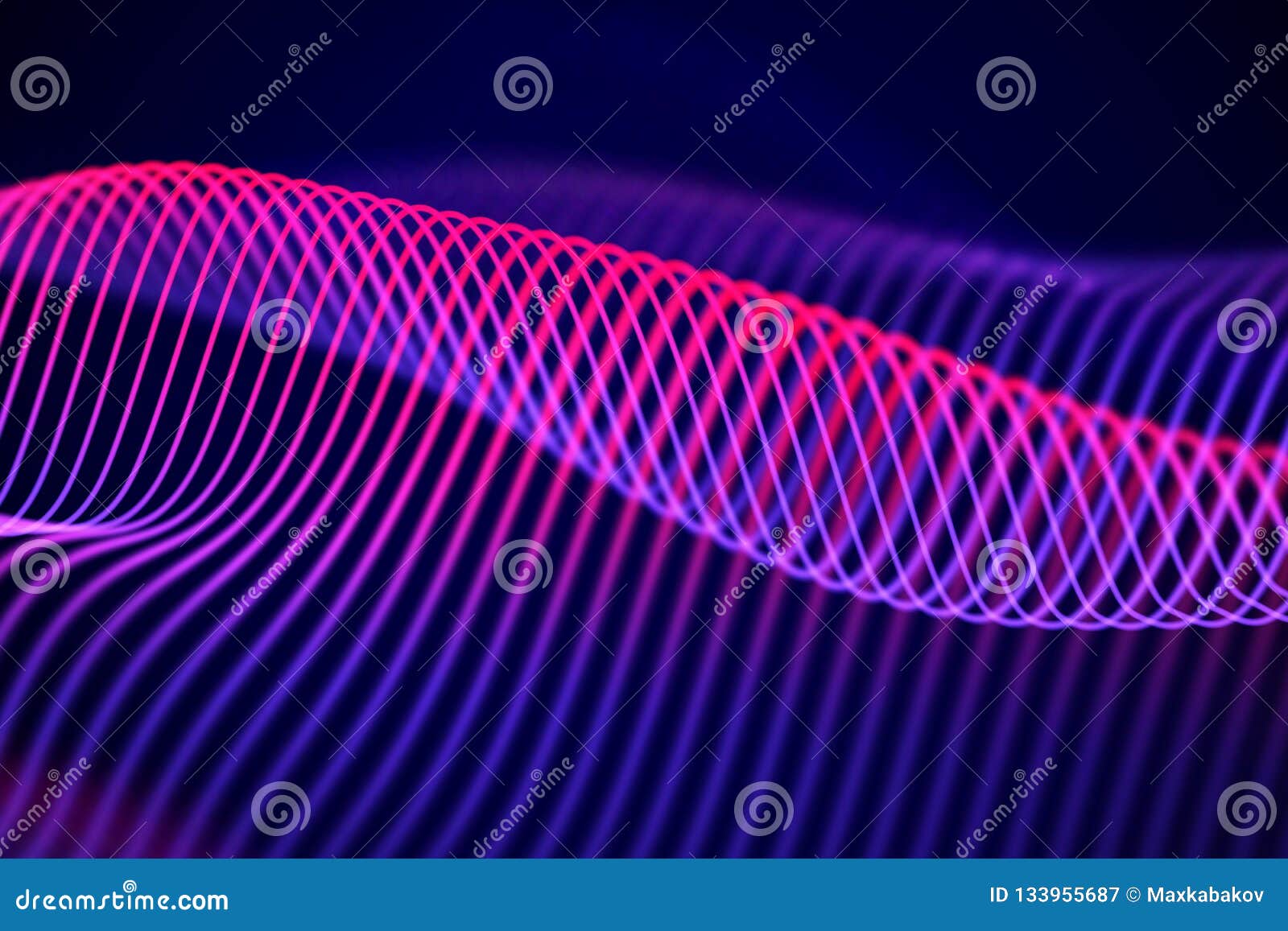 3D Sound Waves, Visual Audio Equalizer. Big Data Abstract Visualization ...