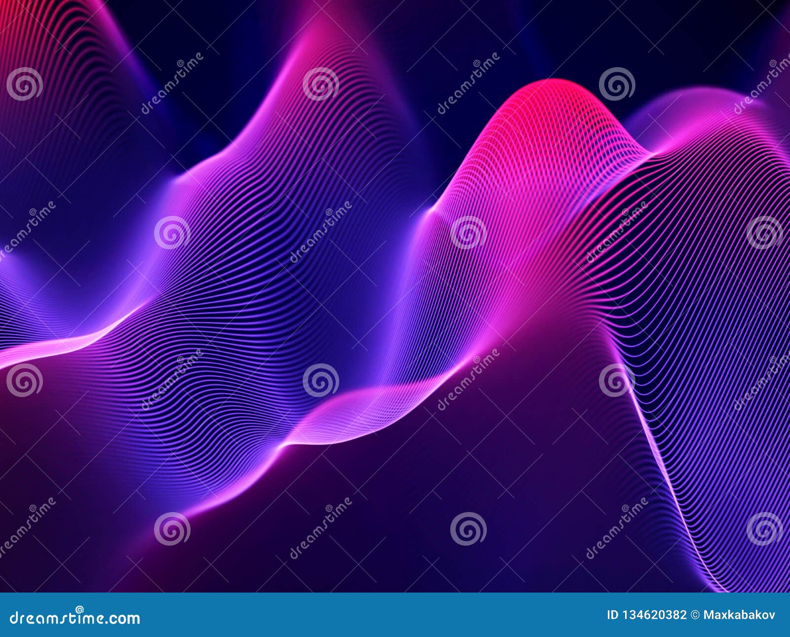 3D Sound Waves, Visual Audio Equalizer. Big Data Abstract Visualization ...