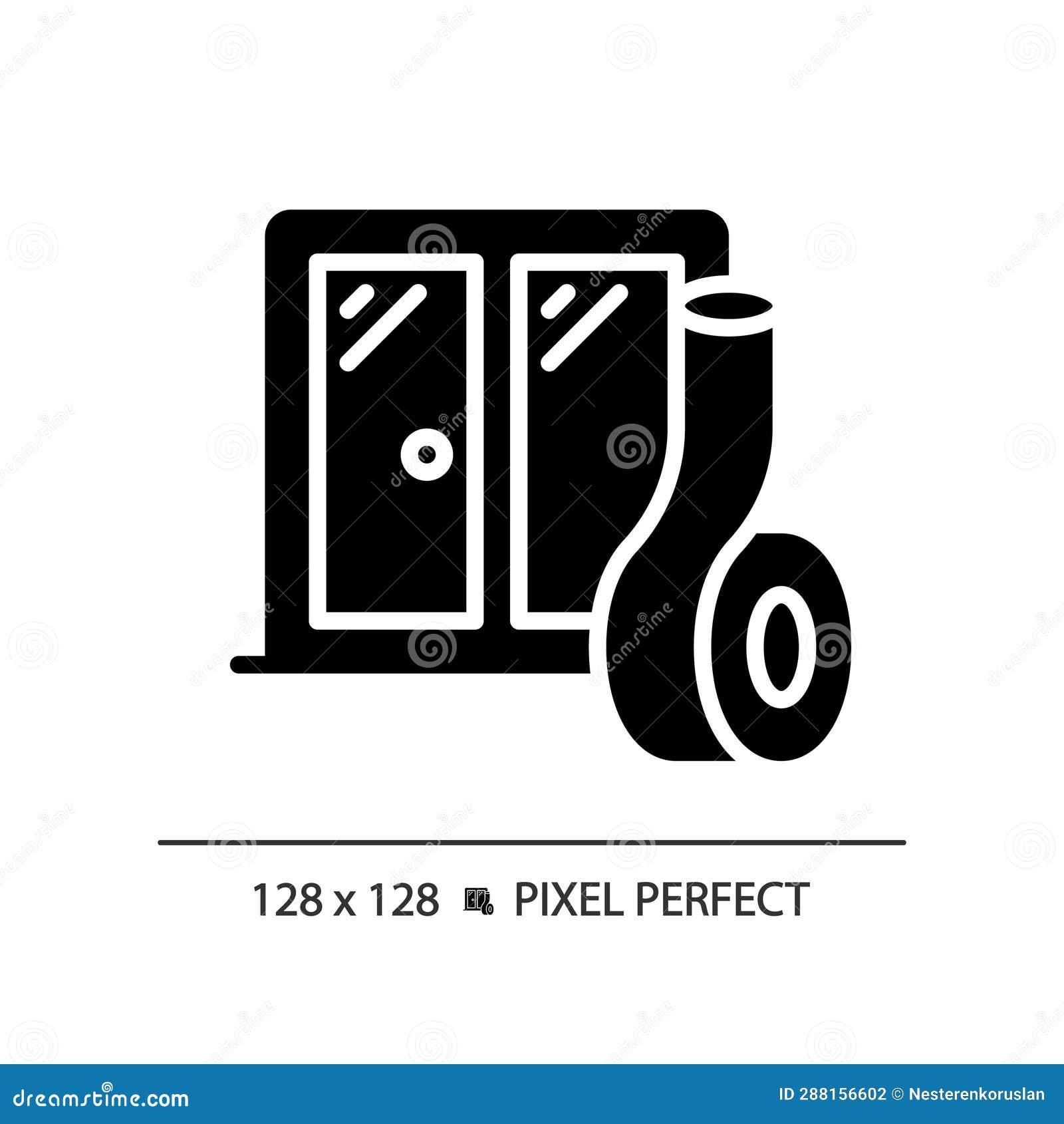 2D Soundproof Windows Glyph Style Solid Icon Stock Illustration ...