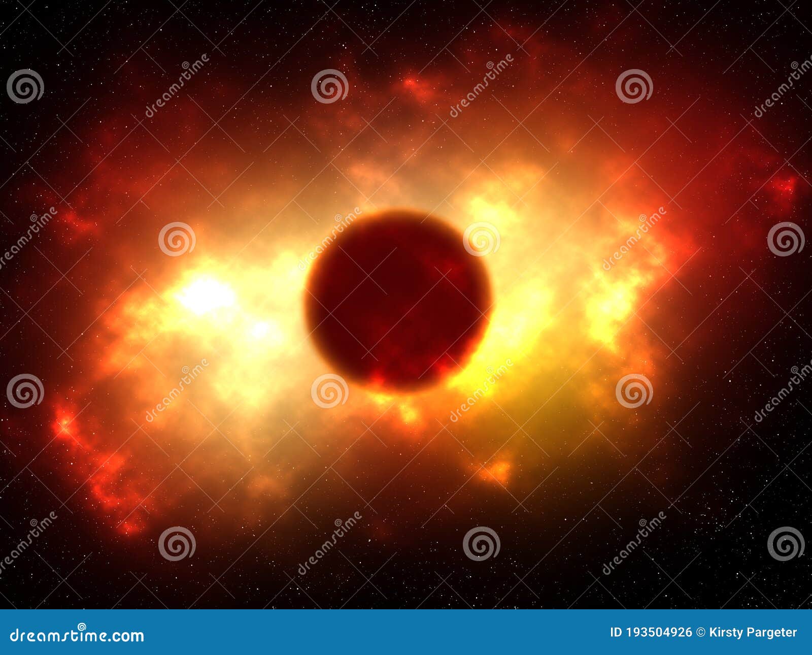 3D Space Scene with Fiery Planet with Explosion Effect Stock ...