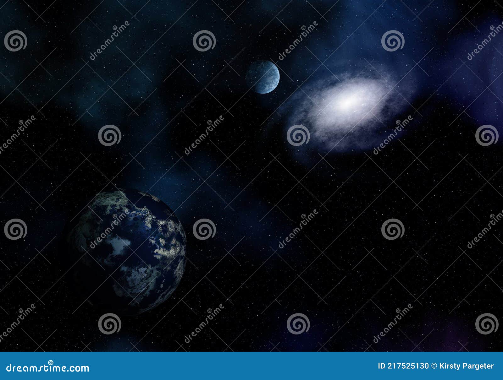 3D Space Sky With Fictional Planets And Nebula Stock Photography ...