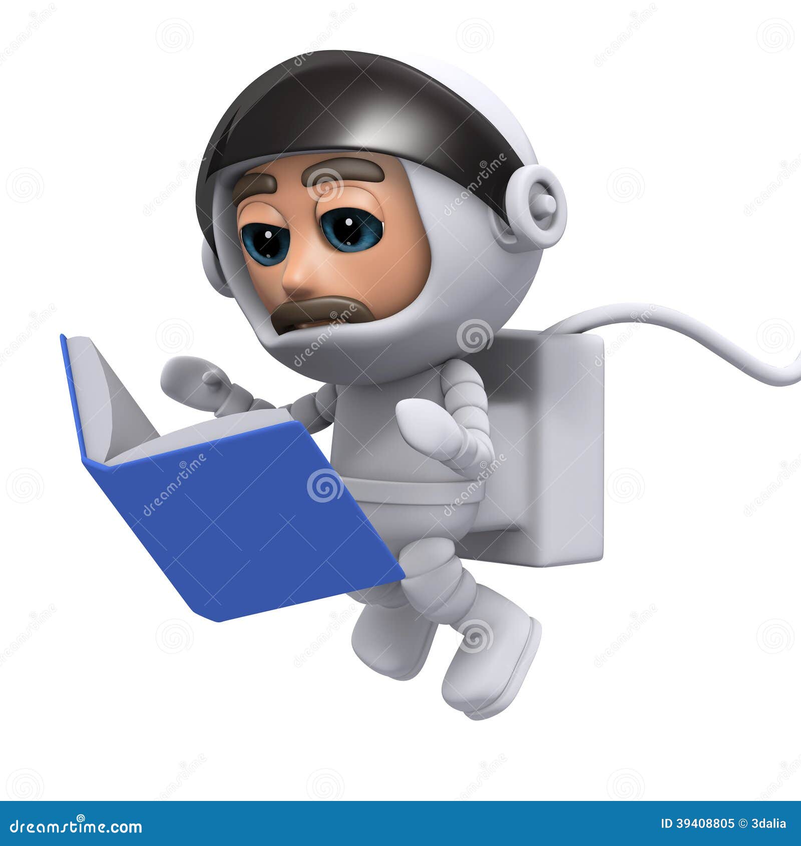 3d Spaceman Reads a Good Book Stock Illustration - Illustration of ...