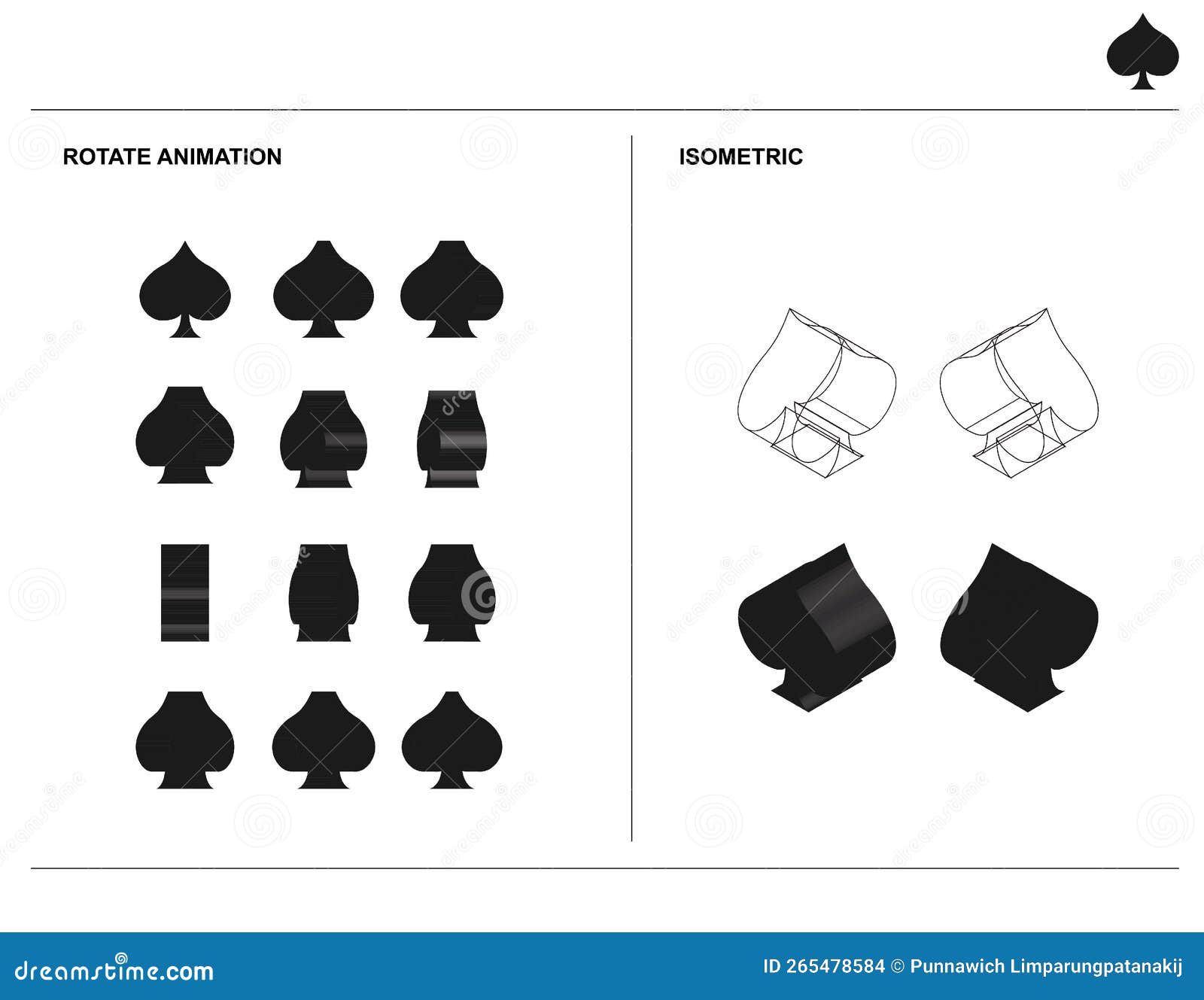 3d Spade Sign Set Animate Isometric Wireframe Vector Stock Vector ...