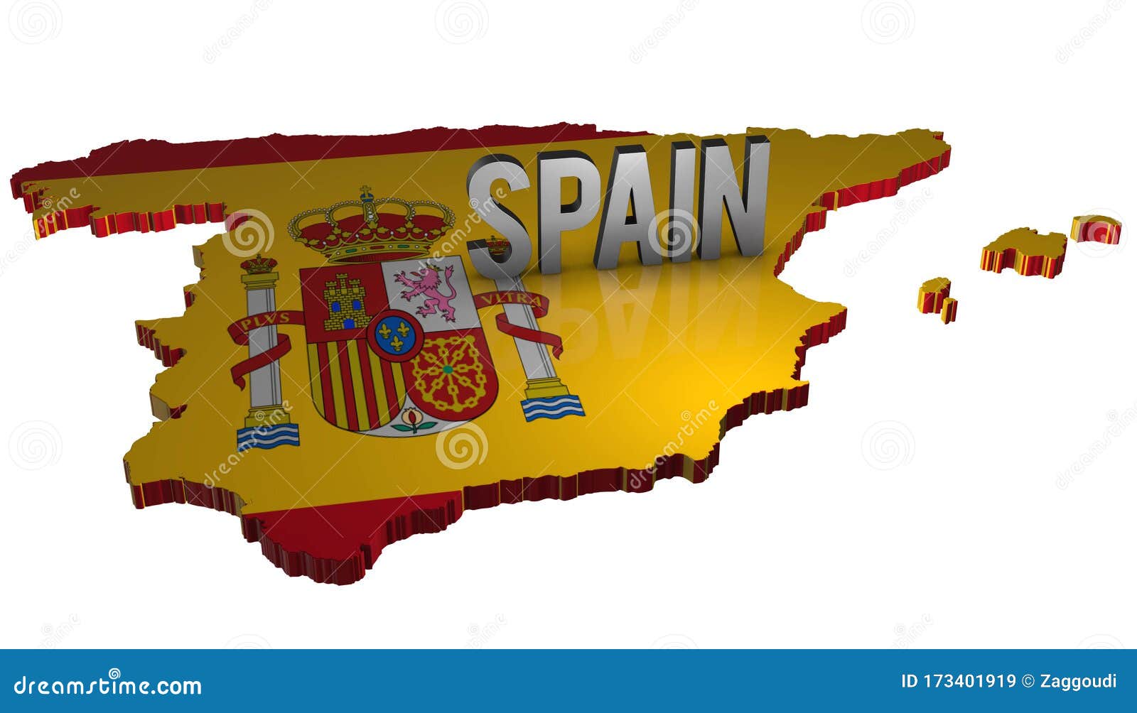 3D Map of Spain with Flag stock illustration. Illustration of earth ...