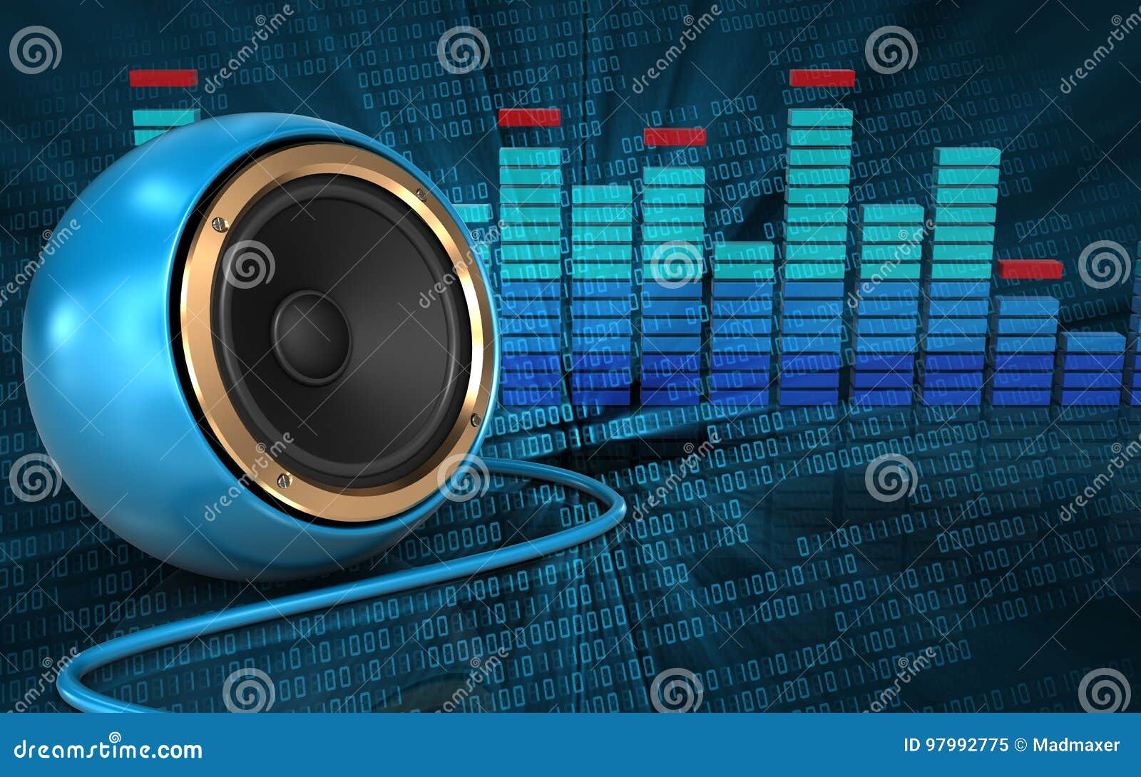 3d Spectrum Blue Sound Speaker Stock Illustration - Illustration of ...