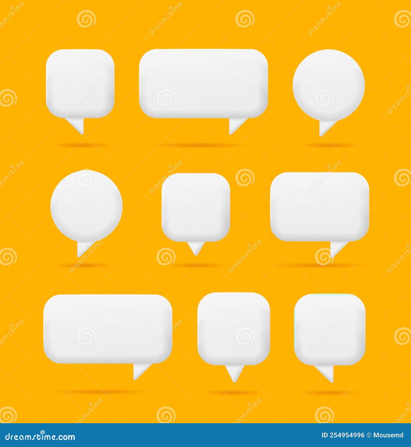 3d Speech Bubble Empty Template Mockup Set Cartoon Style. Vector Stock ...