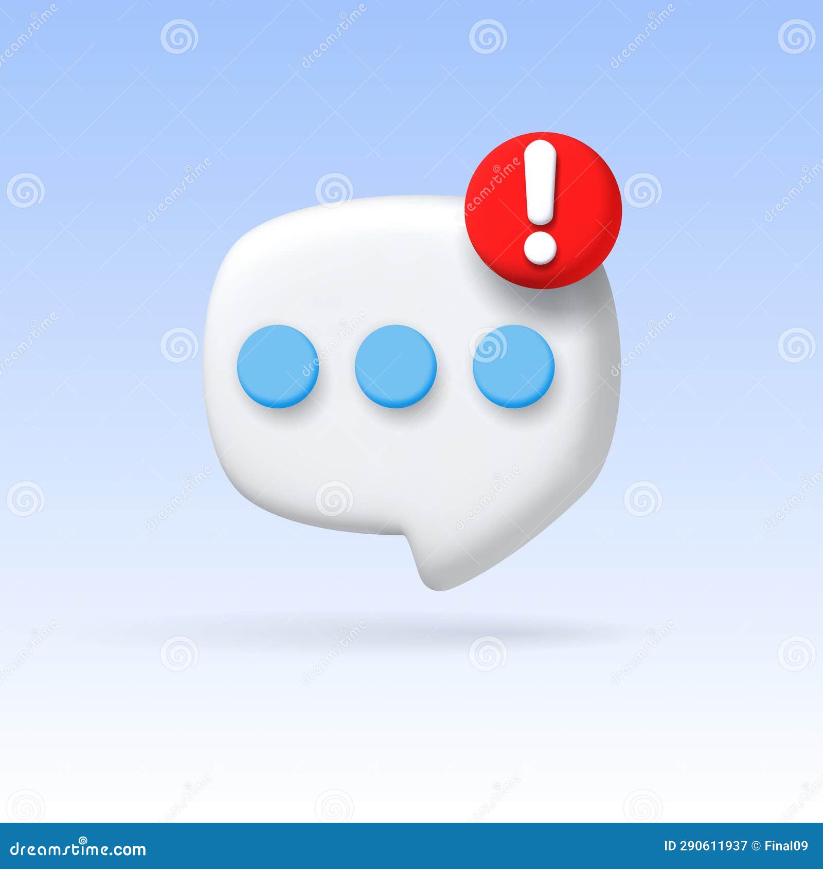 3D Speech Bubble Icon with Alert Notice. Stock Illustration ...