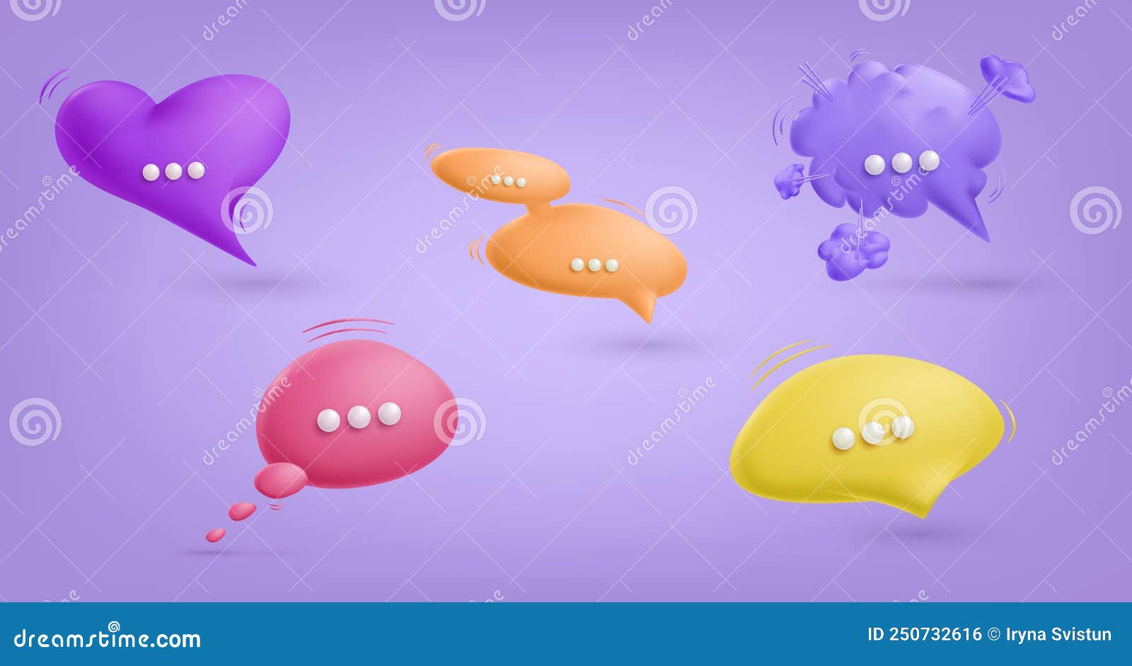 3d Speech Bubble. Realistic Set of Cartoon Comic Matte Bubblebox ...