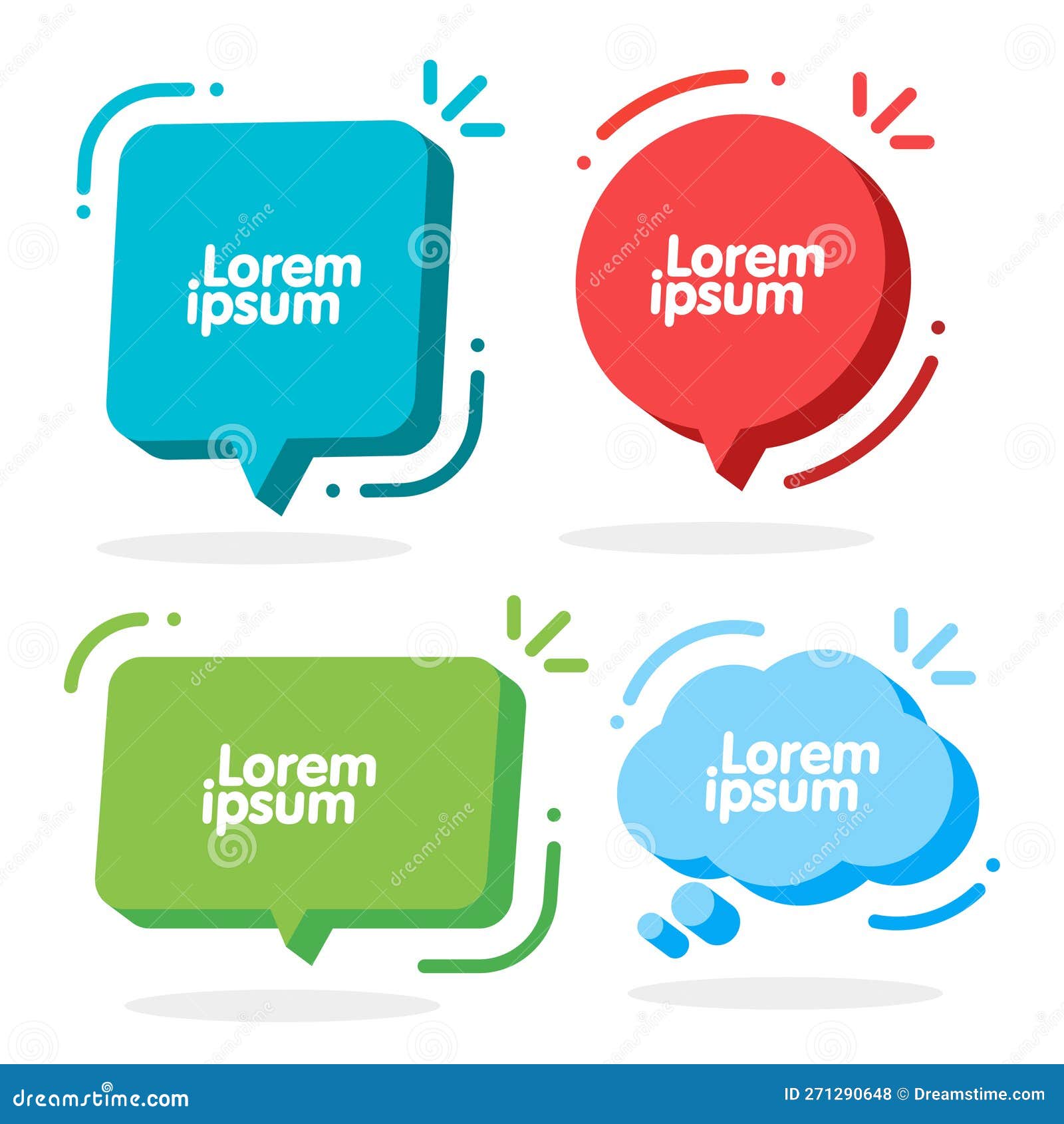 3d Speech Bubble Shapes Set. Vector Cloud, Square, Circle and Rectangle ...