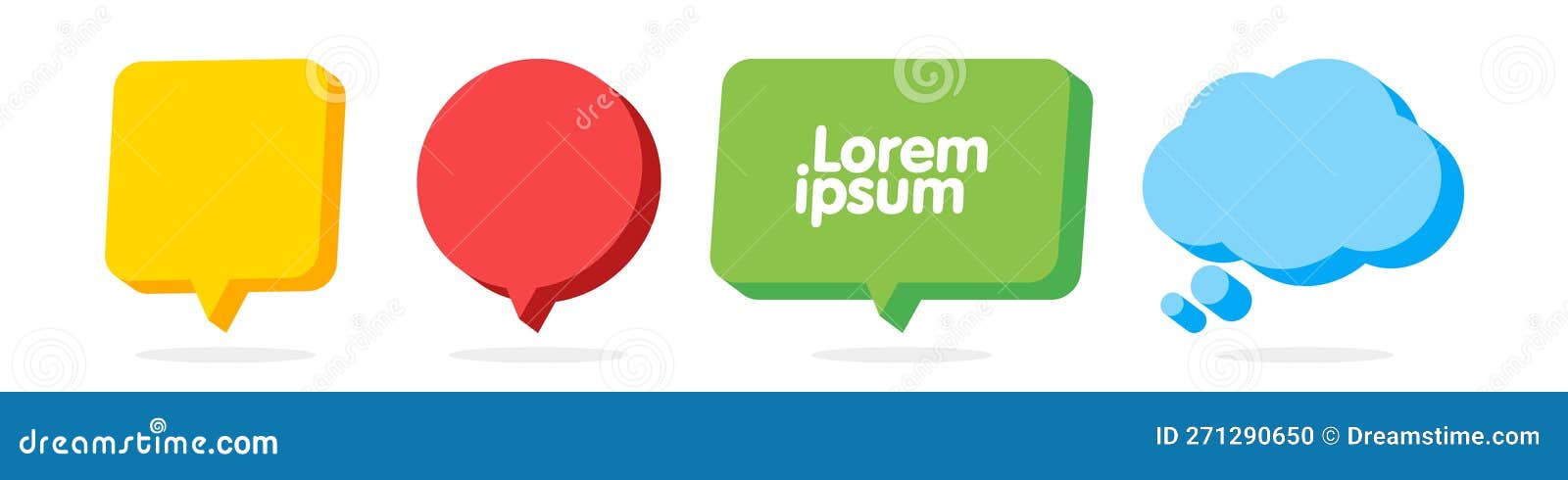 3d Speech Bubble Shapes Set. Vector Cloud, Square, Circle and Rectangle ...