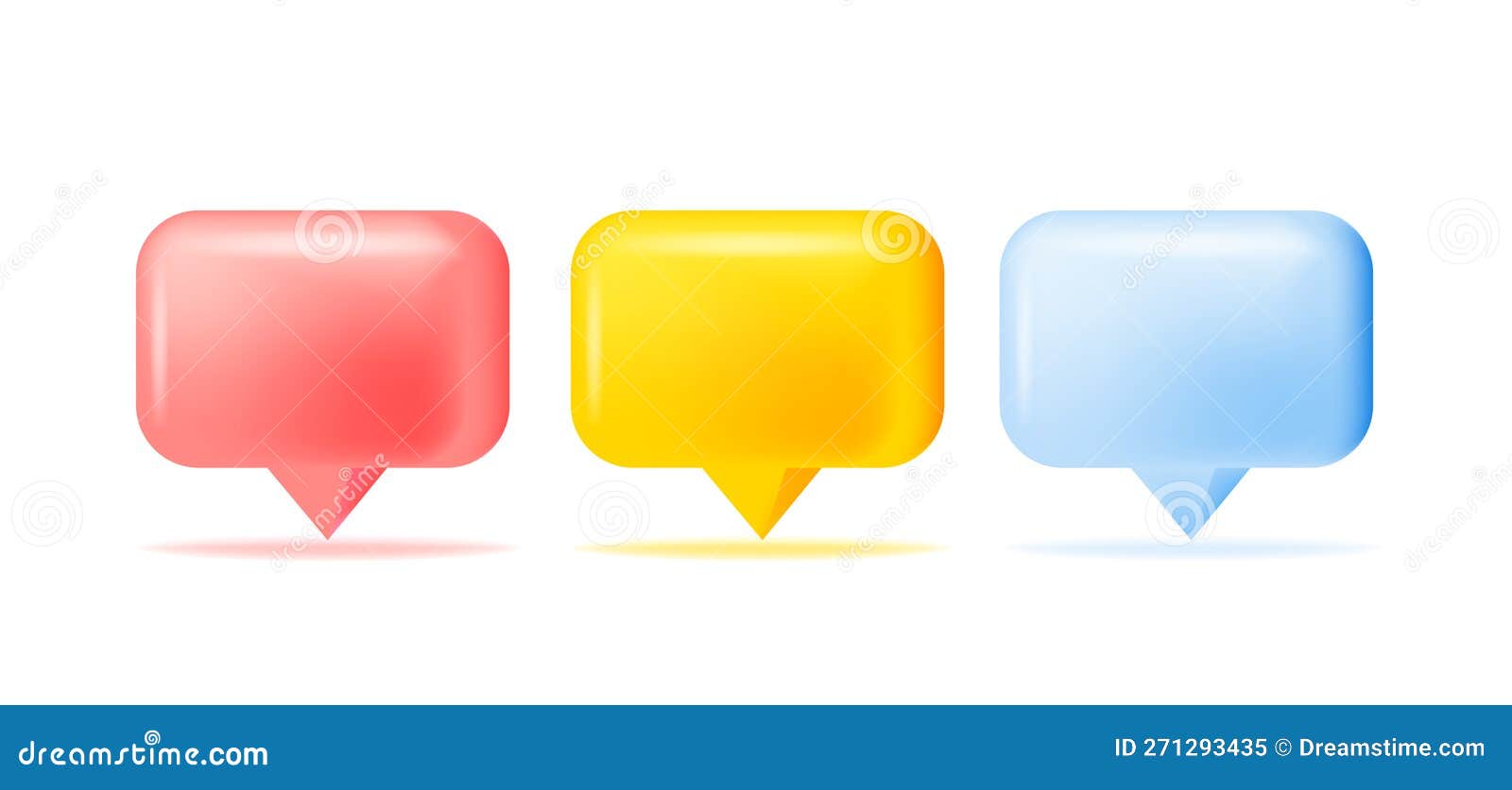 3d Speech Bubble Shapes Set. Vector Rectangle Chat Box Banner Stock ...