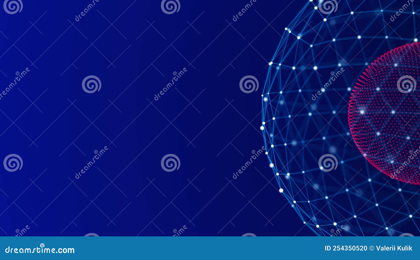 A 3-D Sphere with Blue Lines, Dots and a Central Core. the Futuristic ...