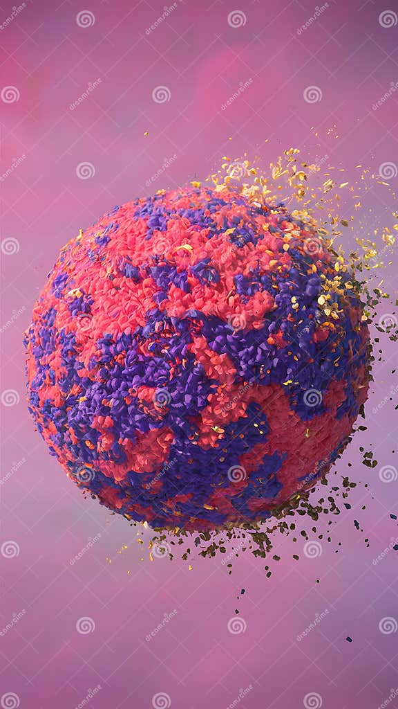 3D Sphere of Colorful Particles, Some Disintegrating, Dynamic Visual ...