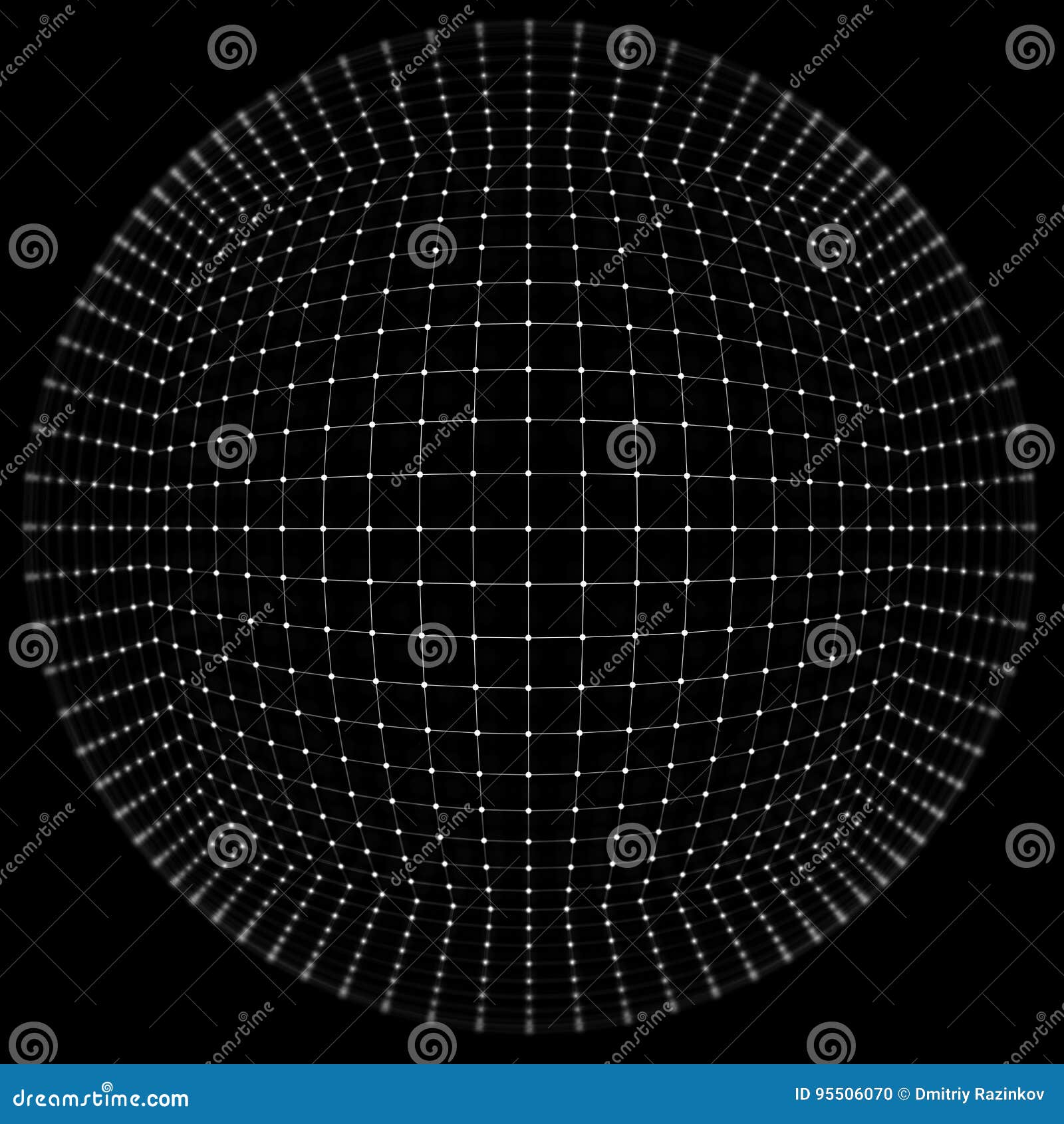 3D Sphere ,Edges and Points. Sphere Illustration. 3D Grid Design in ...