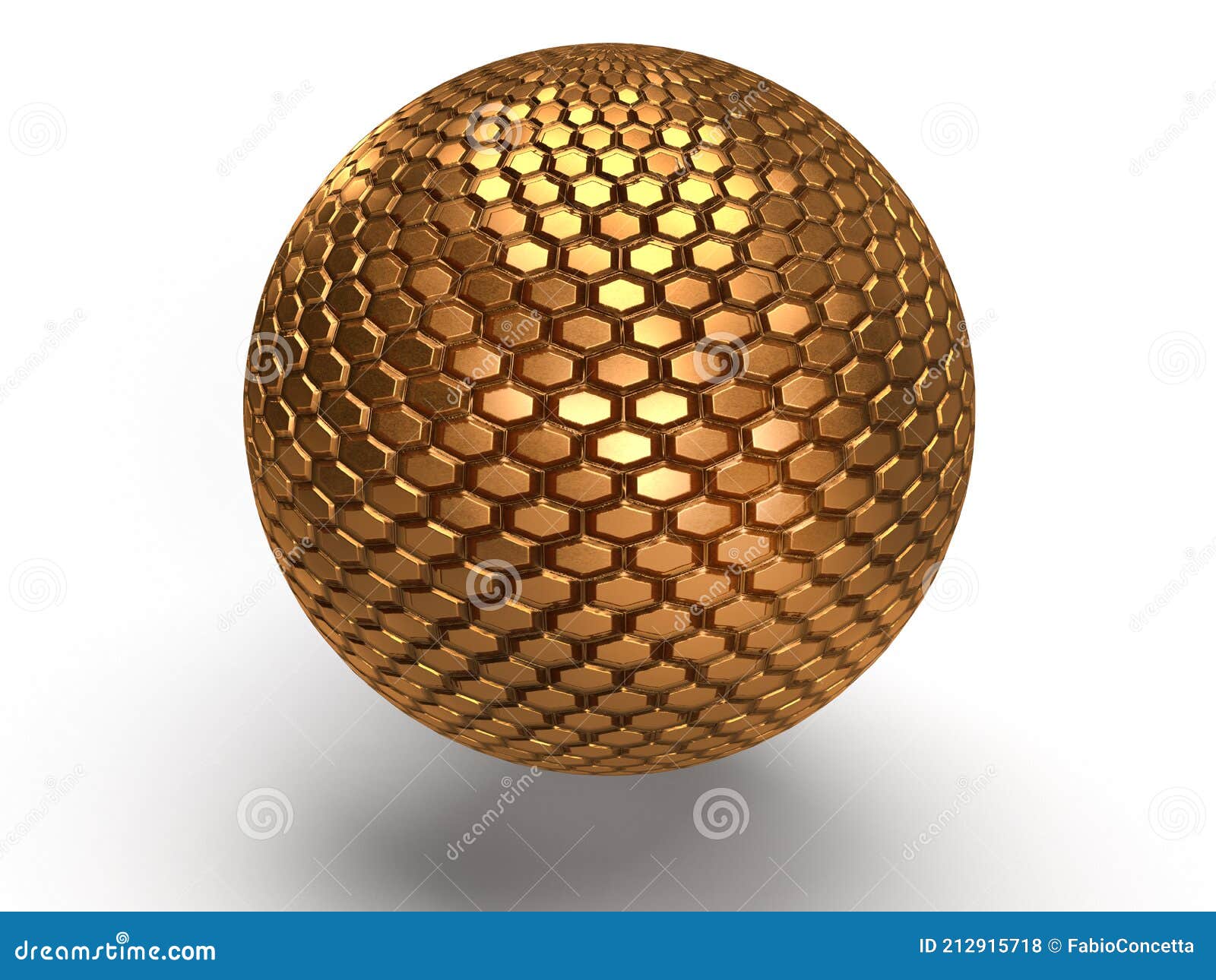 3d Sphere Formed By Hexagonal Patterns With Metallic Gold Effect Stock ...