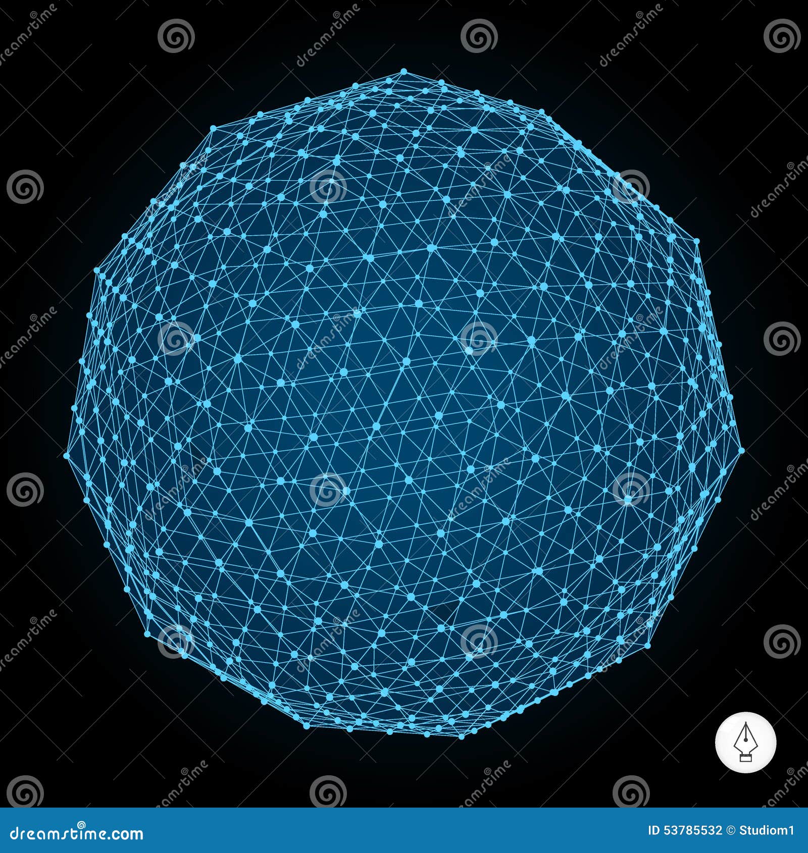 3d Sphere. Global Digital Connections Stock Vector - Illustration of ...