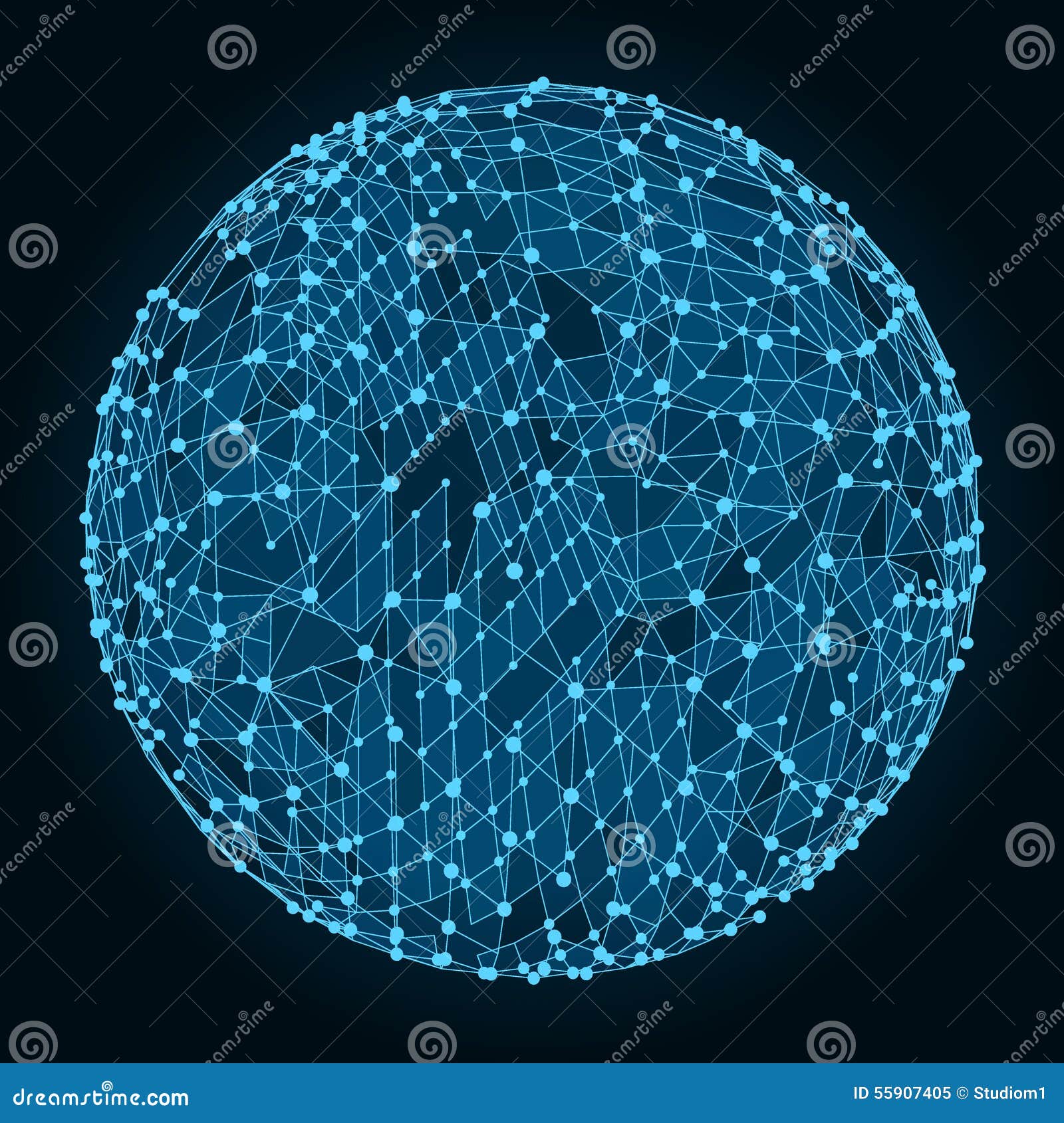 3d Sphere. Global Digital Connections Stock Vector - Illustration of ...