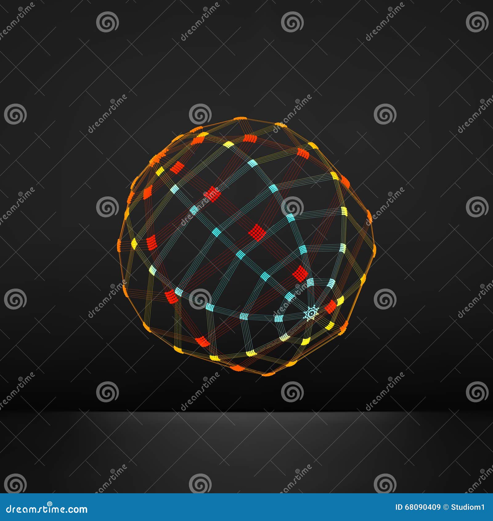 3d Sphere. Global Digital Connections. Technology Concept. Vector ...