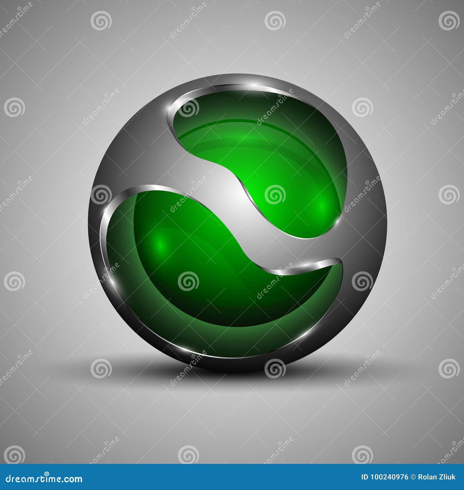 3d Sphere Inside a Round Metal Box Stock Vector - Illustration of ...