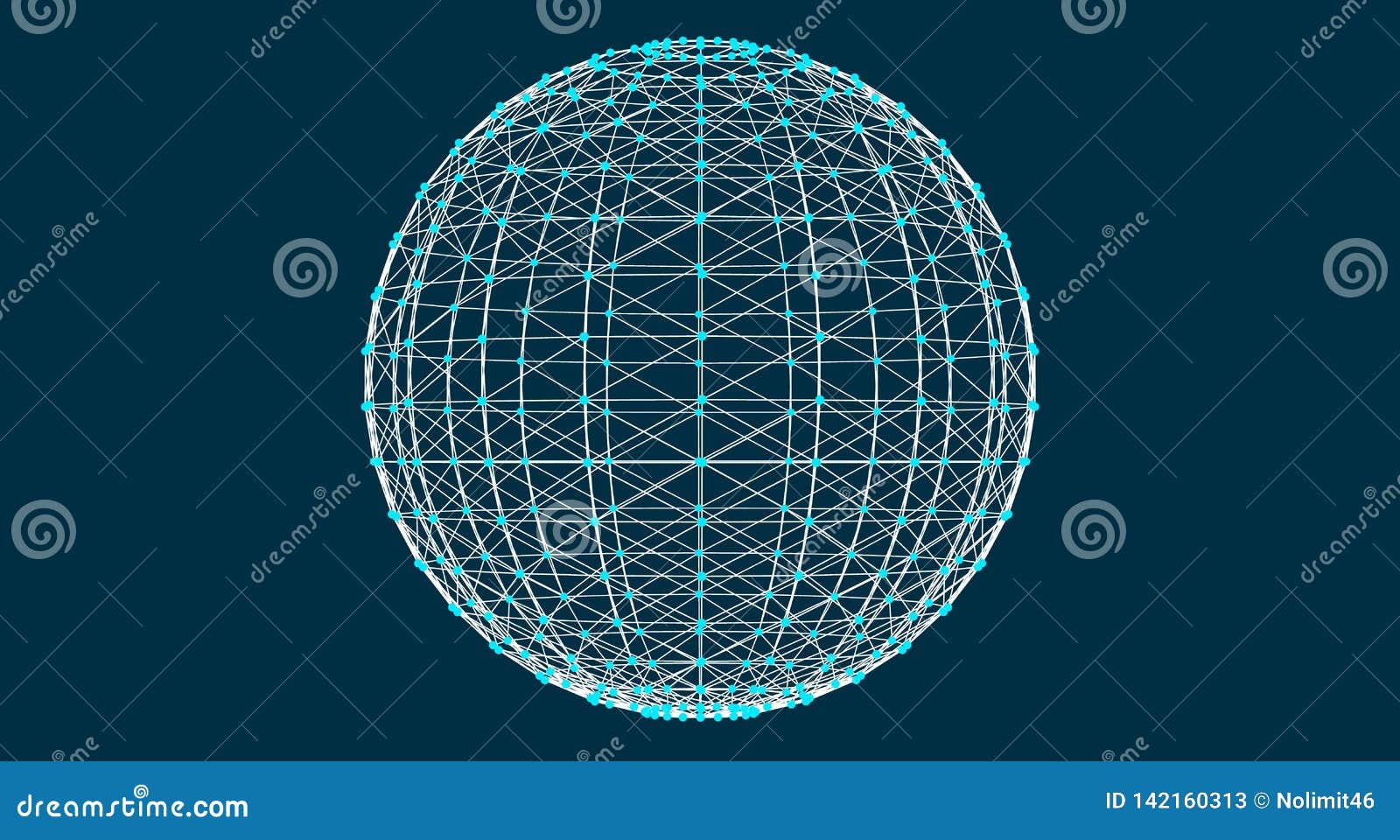 3d Sphere with Mesh Effect, Abstract Connections with Dots are in Space ...