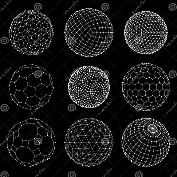 3D Sphere Mesh Grid. Ball or Sphere in Grid of Line Stock Vector ...