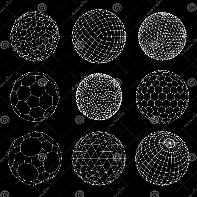 3D Sphere Mesh Grid. Ball or Sphere in Grid of Line Stock Vector ...