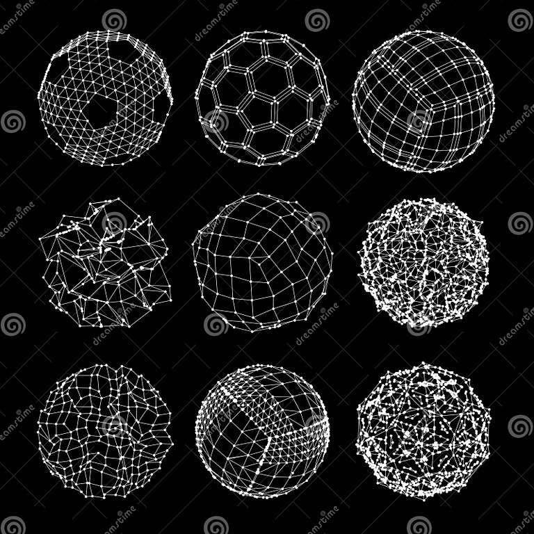 3D Sphere Mesh Grid. Ball or Sphere in Grid of Line Stock Vector ...