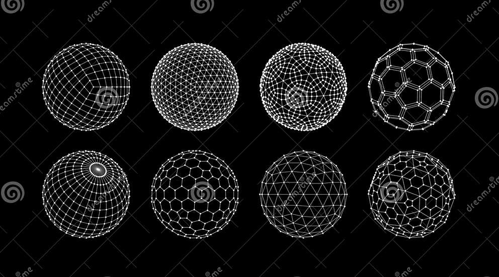 3D Sphere Mesh Grid. Ball or Sphere in Grid of Line Stock Vector ...