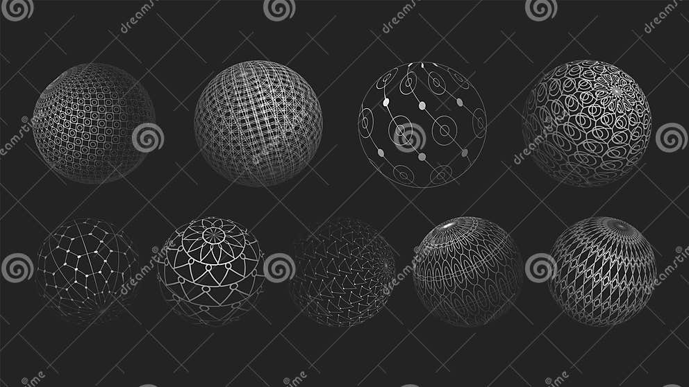 3D Sphere Mesh Grid. Ball or Sphere in Grid of Line. 3D Abstract Object ...