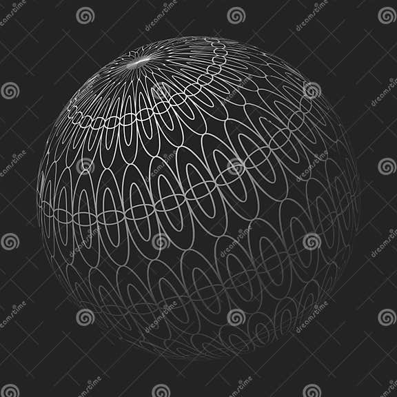3D Sphere Mesh Grid. Ball or Sphere in Grid of Line. 3D Abstract Object ...