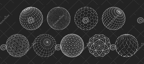3D Sphere Mesh Grid, Globe Net Wire Frame Stock Illustration ...