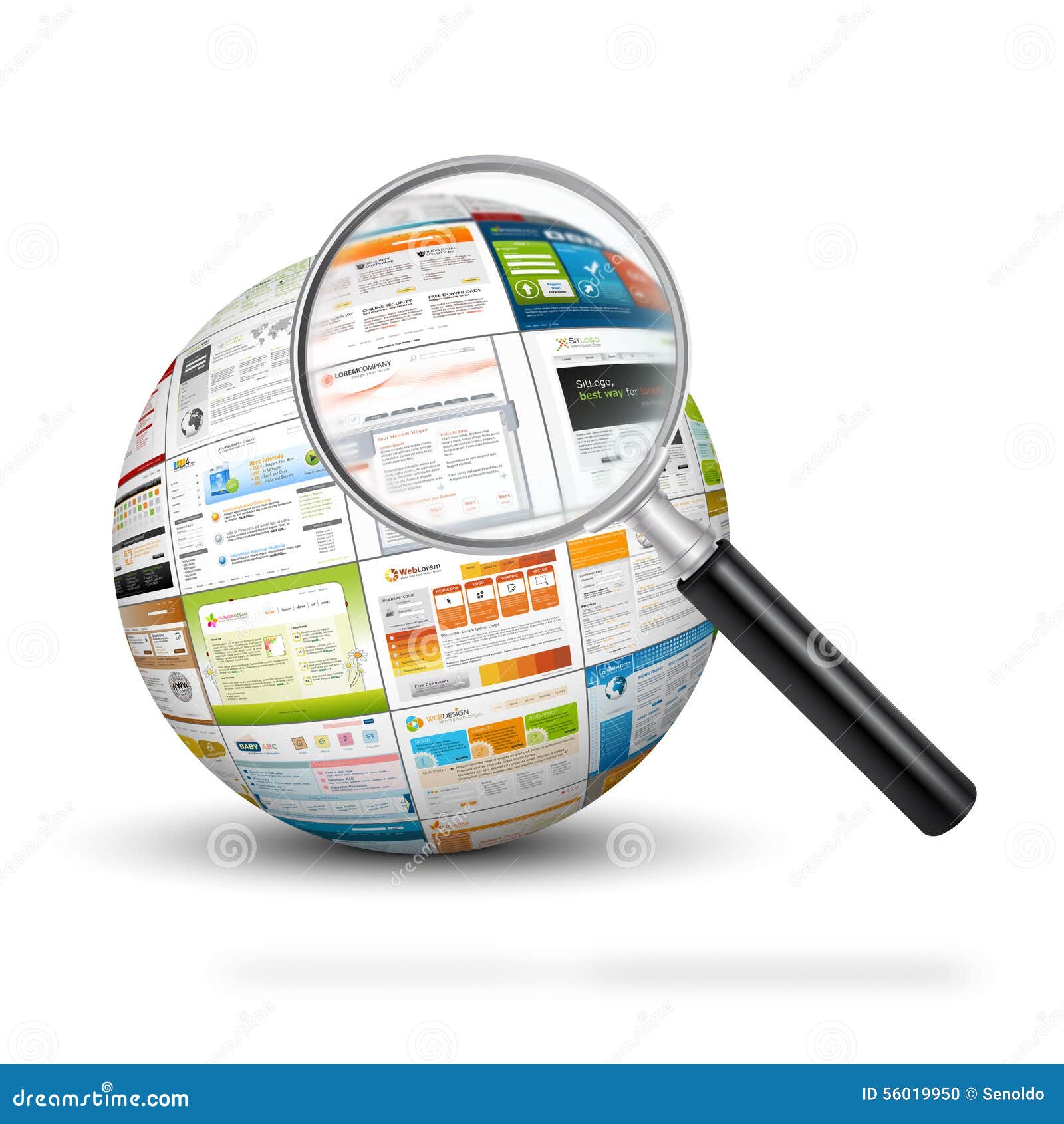 3D Sphere with Web Design Template Imprints. Stock Illustration ...