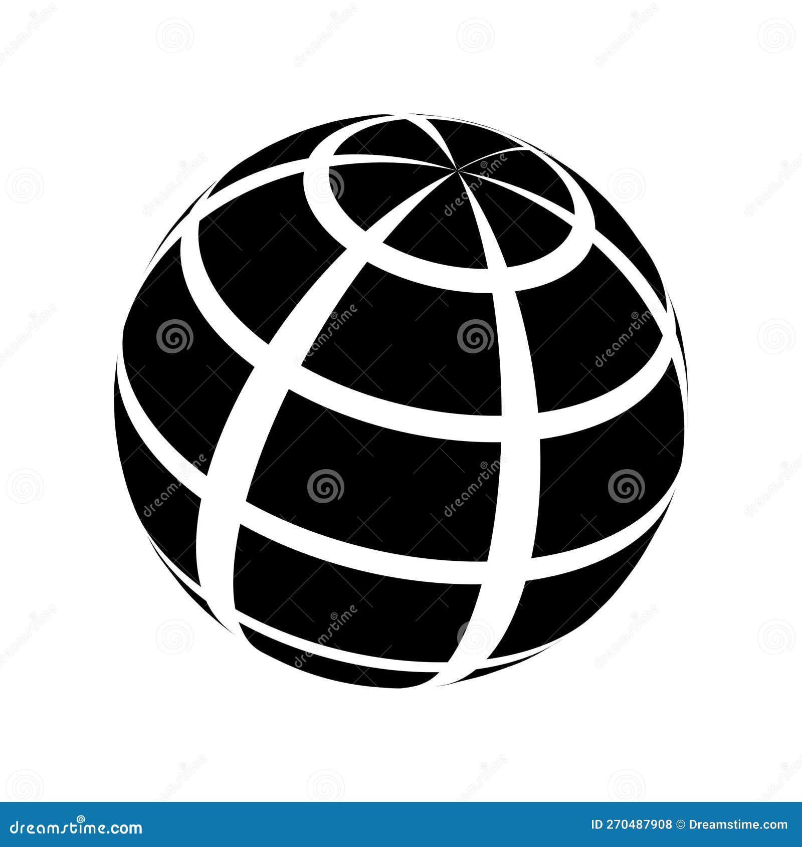 3D Sphere Wireframe Icon in Perspective View. Orb Model, Spherical ...