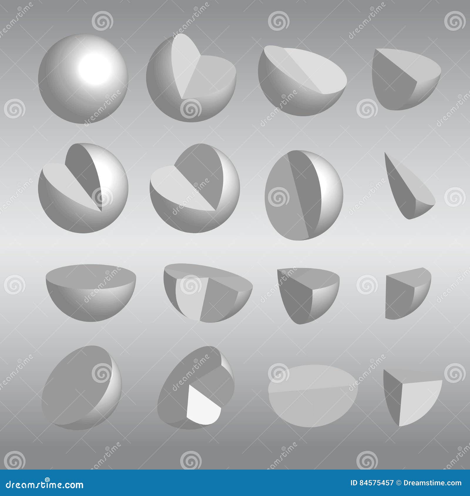 3D Spheres and Fractions Vector Stock Vector - Illustration of symbol ...