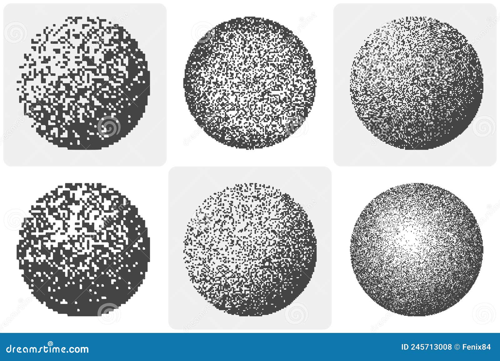3D Spheres with Pixel Gradient. Set of Vector Illustrations. Different ...