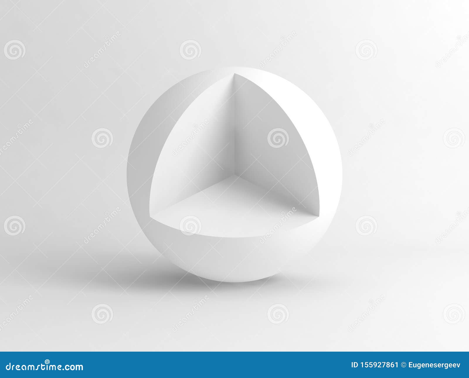 3d Spherical Object with Cubical Cut Sector Stock Illustration ...